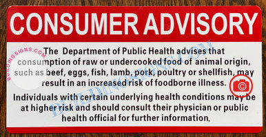 CONSUMER ADVISORY SIGN (ALUMINUM SIGNS 6X12) - HPD-SIGNS.COM