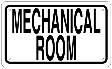 MECHANICAL ROOM SIGN - WHITE ALUMINUM (WHITE,ALUMINUM SIGNS)