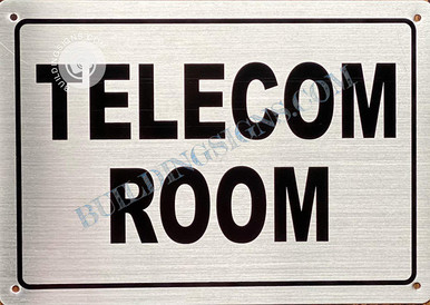 Telecom Room Sign (Silver- Brush Aluminium, 7X10,Rust Free-Aluminium ...