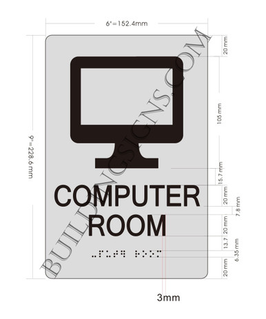 Computer Room Sign -Braille Sign with Raised Tactile Graphics and ...