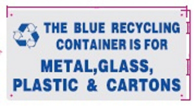 BLUE METAL, GLASS, PLASTIC, RECYCLING SIGN,(6X12,White,Aluminum ...