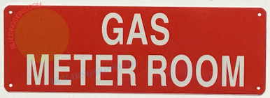 GAS METER ROOM SIGN-(4x12, RED, ALUMINUM)