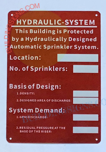 HYDRAULIC-SYSTEM SIGN(7x10,RED,ALUMINUM) - HPD-SIGNS.COM