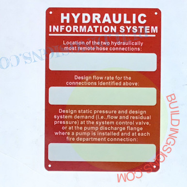 HYDRAULIC INFORMATION SYSTEM SIGN((7x10,RED,ALUMINUM) - HPD-SIGNS.COM
