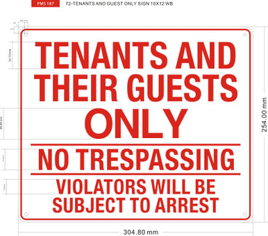 TENANTS AND GUEST ONLY SIGN (10x12,White,Aluminum) - HPD-SIGNS.COM