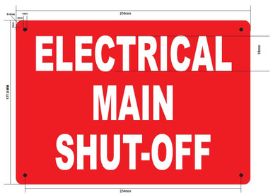 ELECTRICAL MAIN SHUT OFF SIGN (7x10,RED,ALUMINUM) - HPD-SIGNS.COM