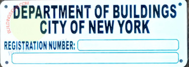 DEPT OF BUILDING REGISTRATION NUMBER SIGN (3.5x8.5,WHITE,ALUMINUM ...