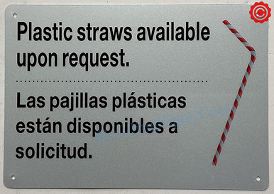 Plastic Straws Available Upon Request - NYC resturant sign (ALUMINIUM ...