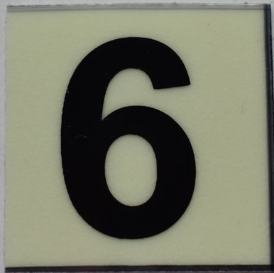 PHOTOLUMINESCENT DOOR NUMBER 6 SIGN (GLOW IN THE DARK HIGH INTENSITY ...