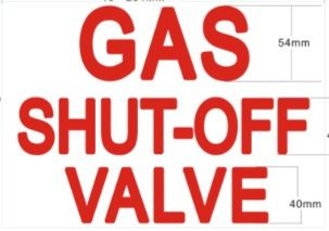 GAS SHUTOFF VALVE SIGN (STICKER 7X10) (WHITE)