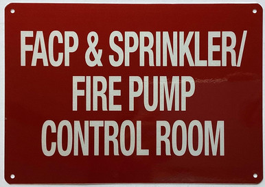 FACP And Sprinkler Fire Pump Control Room Sign (RED,ALUMINIUM ...