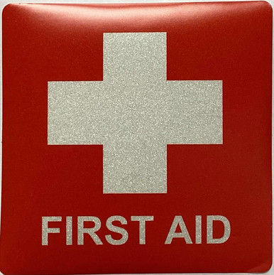 5 PACK- FIRST AID DECAL STICKER (REFLECTIVE !!!, PVC STICKER, Size 4X4 ...