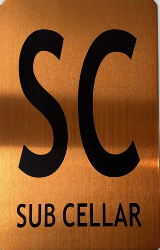 SUB CELLAR FLOOR NUMBER SIGN (Gold color, aluminum, Size 5x8 inch)- The ...