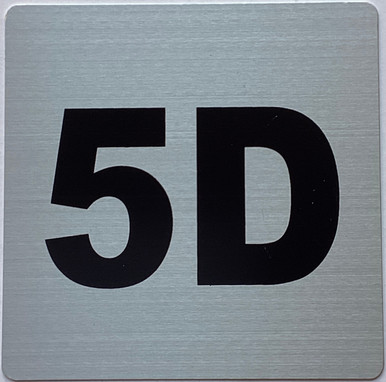 Apartment number 5D sign (4x4 inch, SILVER, double sided tape) - The ...