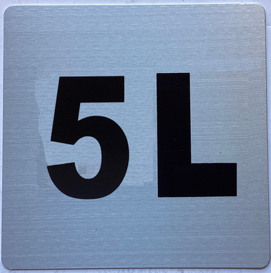 Apartment number 5L sign (4x4 inch, SILVER, double sided tape) - The ...