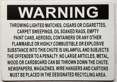 CHUTE SAFTEY SIGN/CHUTE WARNING SIGN (WHITE, SIZE 10X12 inch, DOUBLE ...