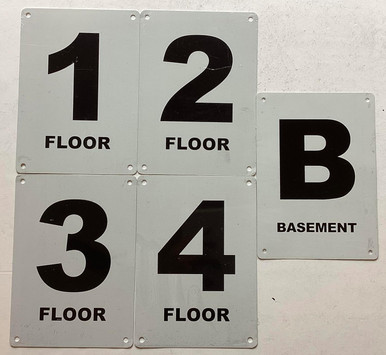 Floor Number set Sign - 4-Pack Metal Floor Signs, Aluminum Signs for ...