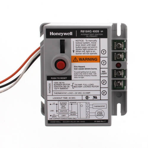 R8184G4009 Honeywell Protectorelay Oil Burner Control with 45 seconds ...