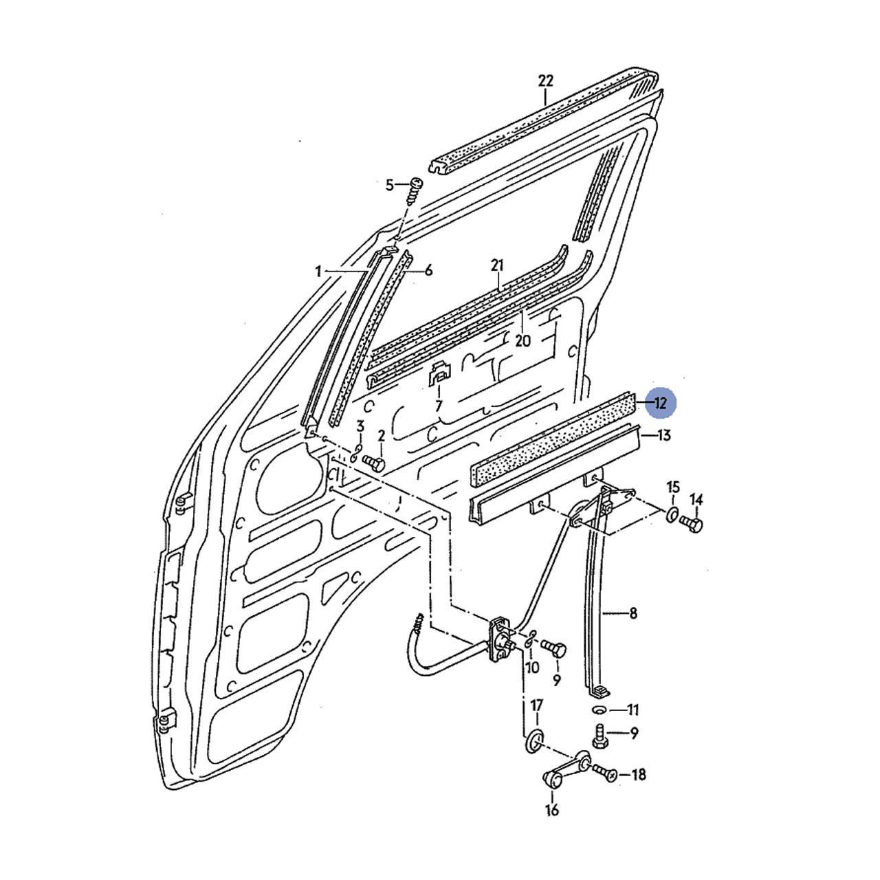 Window Clings Winter VW T2 Bus Door Window Glass Lift Channels Set ...