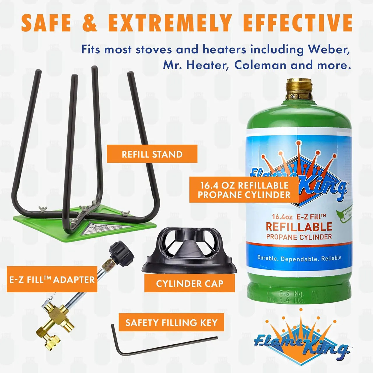 Flame King Steel 1-lb Refillable Propane Canister with Refill Kit | Van ...