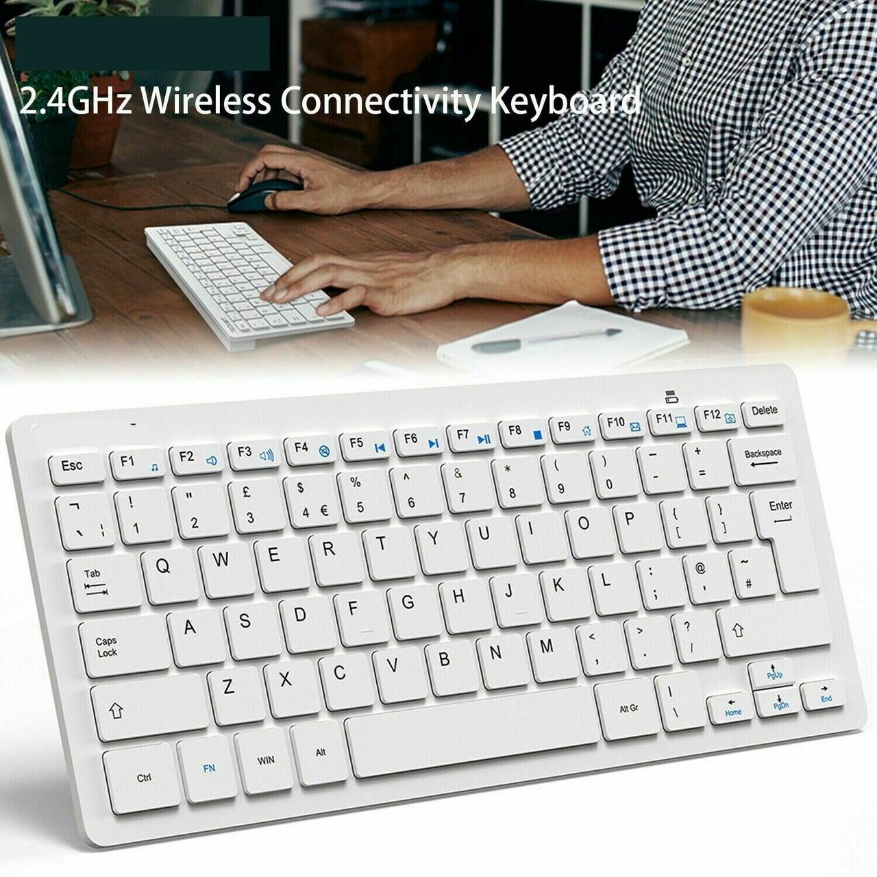 White Slim Wireless Bluetooth Keyboard