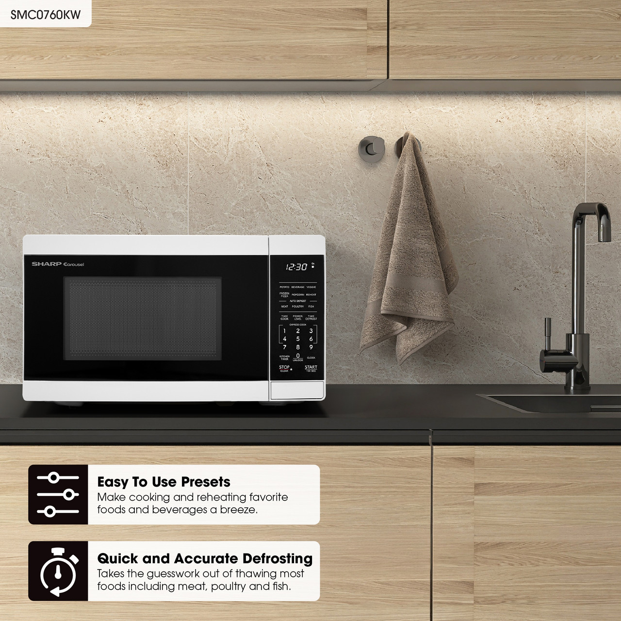 0.7 cu. ft. 700W White Countertop Microwave Oven (SMC0760KW)