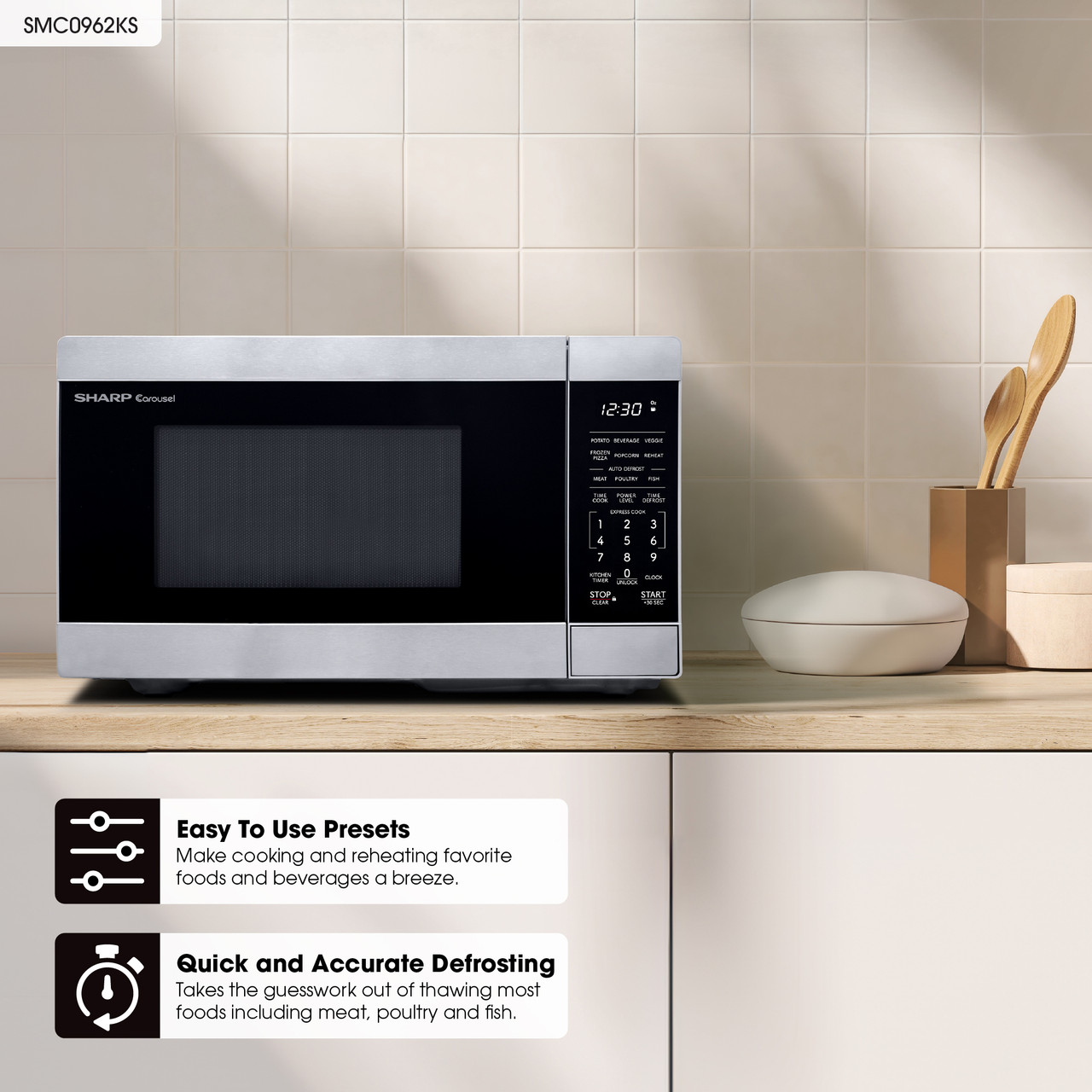 Sharp 900W Stainless Steel Countertop Microwave Oven (SMC0962KS)