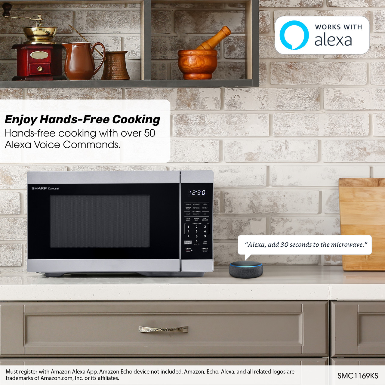 Sharp 1000W Smart Countertop Microwave Oven (SMC1169KS)