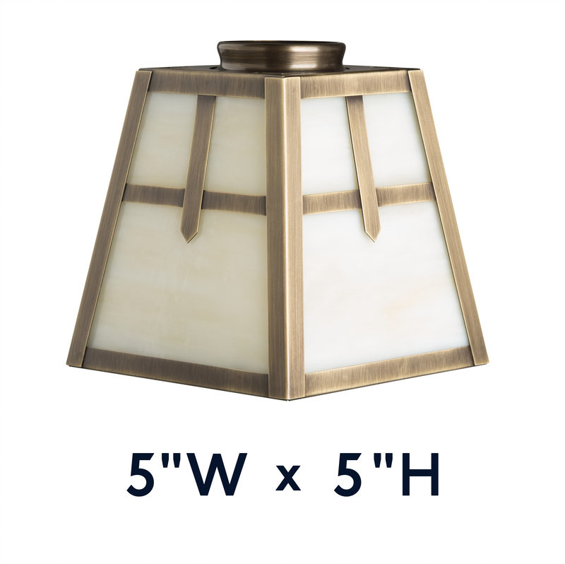 Reproduction Craftsman Chandelier with Brass and Glass Shades