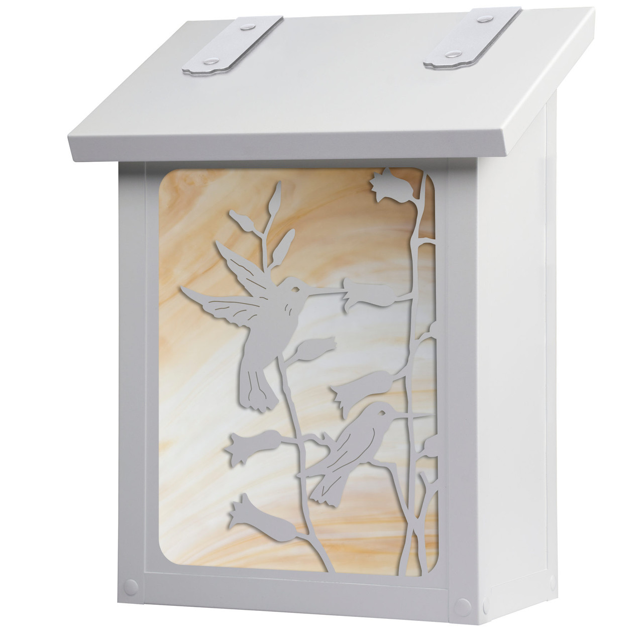 Vertical Brass Hummingbird Wall Mount Mailbox