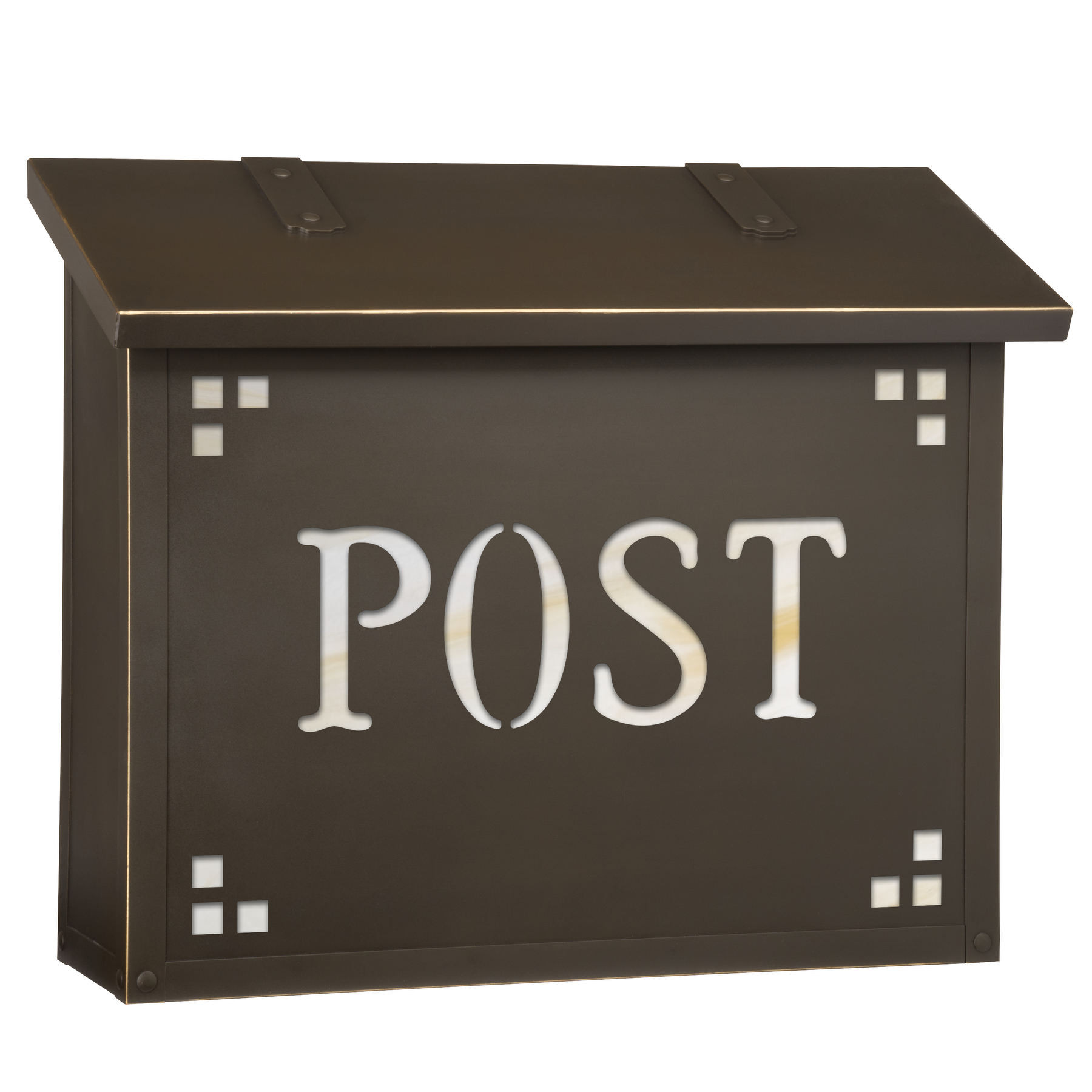 Craftsman Style Post Mount Mailbox | Brass