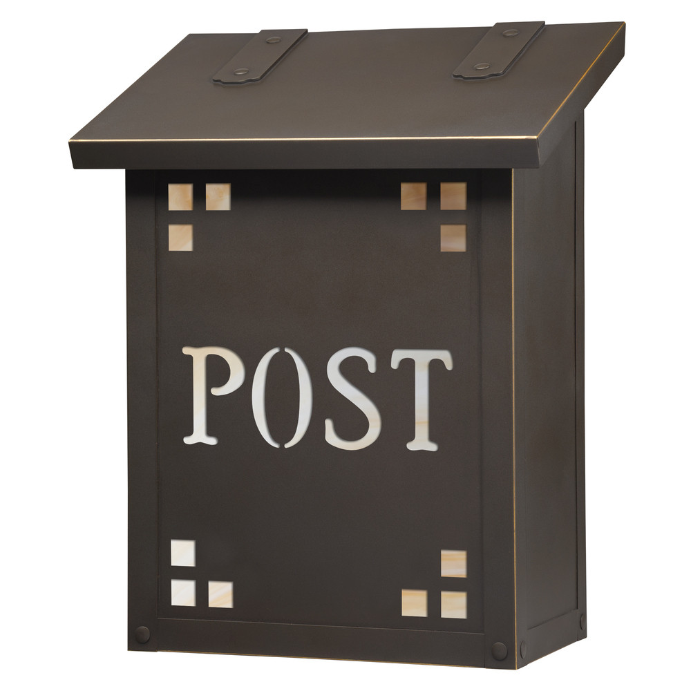 Craftsman Style Post Mount Mailbox | Brass