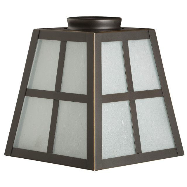 Warm Craftsman Ceiling Light with Brass and Glass Shade