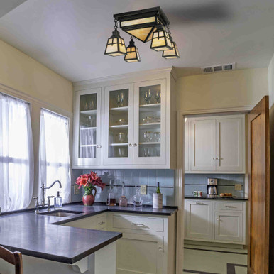 Brawny Craftsman Style Ceiling Light with Pendants
