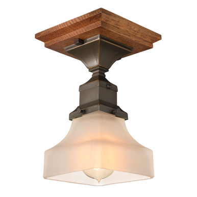 Warm Craftsman Ceiling Light with Glass Shade | Live Oaks Series