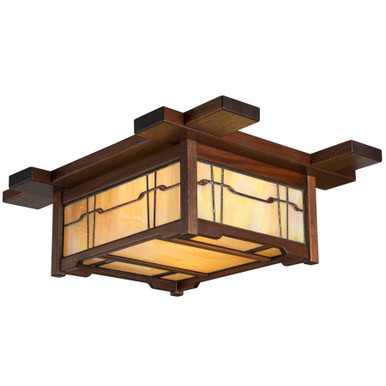 Greene & Greene Inspired Rectangular Wood Ceiling Light