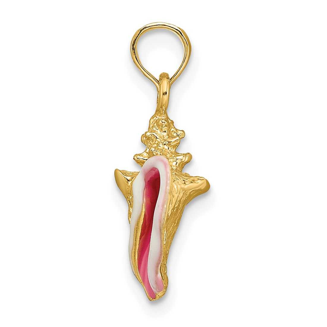 10K Yellow Gold Enameled 3-D Conch Shell Pendant at BillyTheTree Jewelry