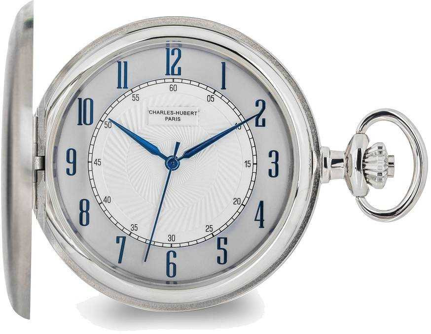 Charles Hubert Satin Stainless Hunter Case White Dial Pocket Watch by ...