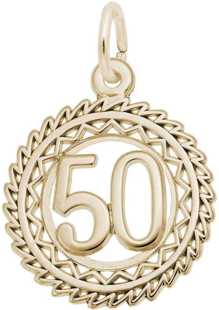 Cutout Number 50 w/ Wavy Frame Charm (Choose Metal) by Rembrandt by ...