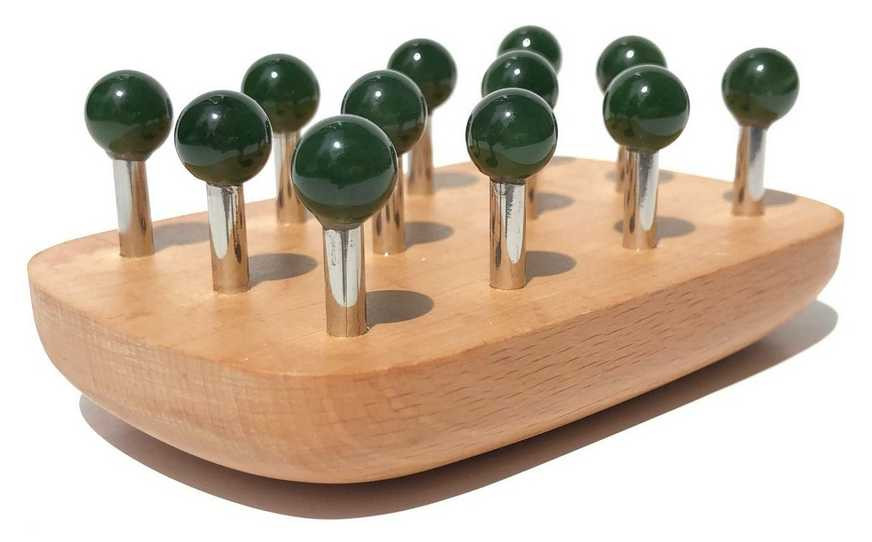 Nephrite Jade Bead Massage Tool with Wooden Handle