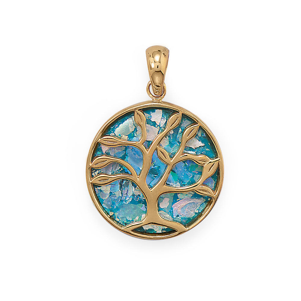 Sterling Silver Growth and Renewal Tree of Life Ancient Roman Glass ...