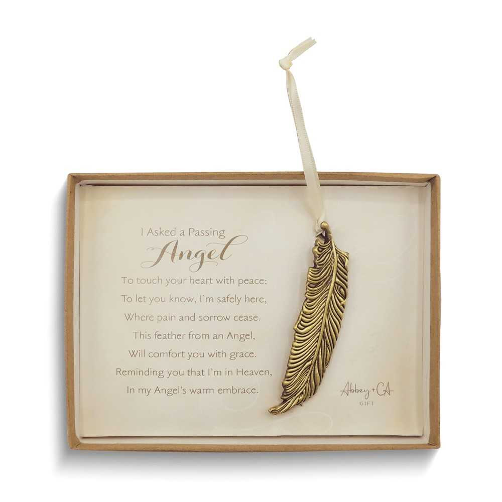 Gold-tone Passing Angel Feather Ornament Gift Boxed with Poem at ...
