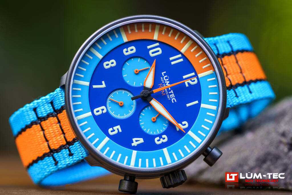 Lum-Tec Watch - RPM Series - RPM2 Orange & Blue Dial Chronograph Super ...