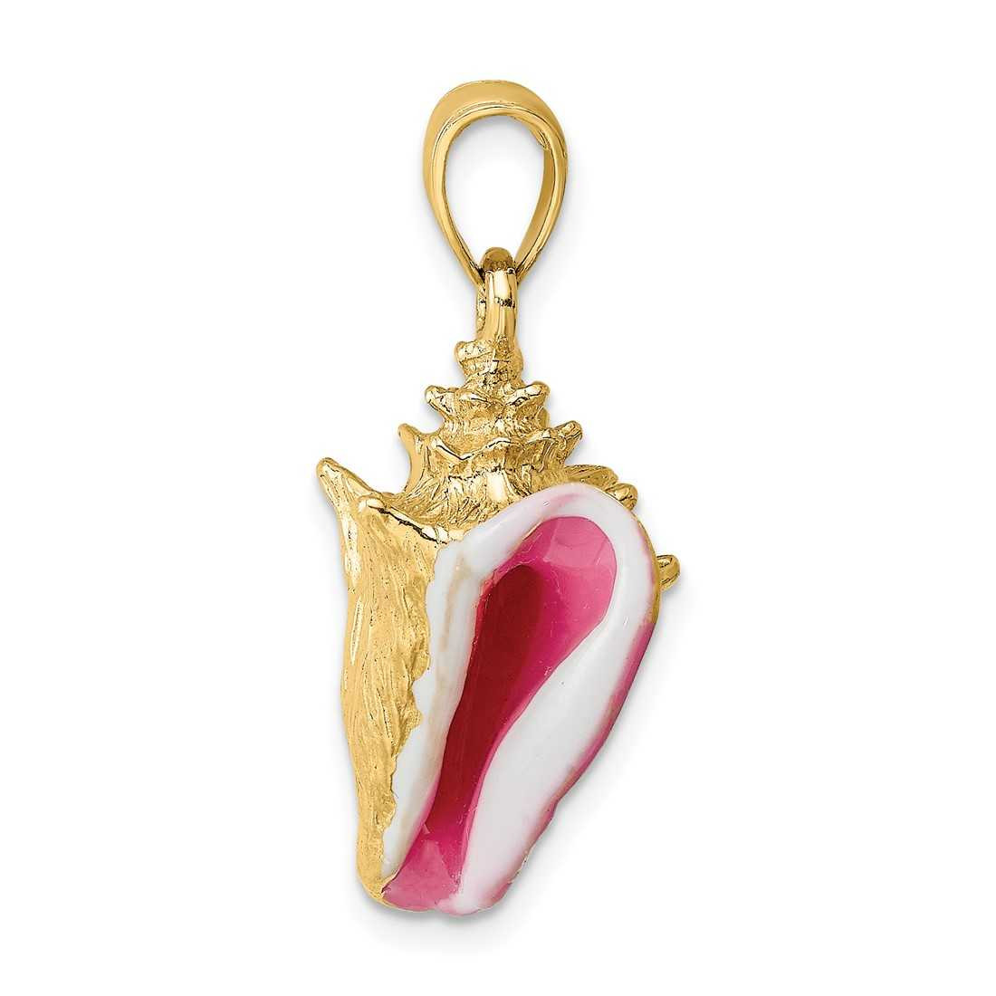 10K Yellow Gold Enameled 3-D Conch Shell Pendant at BillyTheTree Jewelry