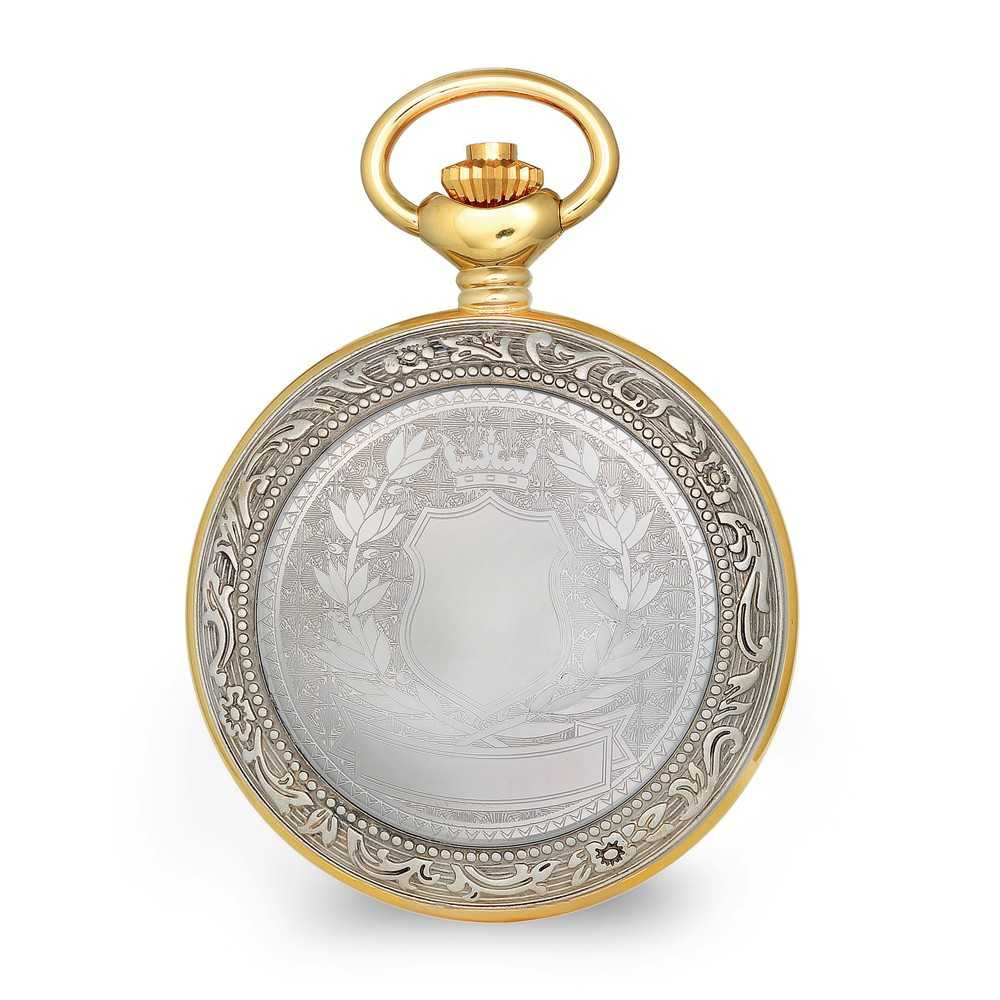 Charles Hubert 2-tone Crown, Ribbon & Shield Skeleton Pocket Watch by ...