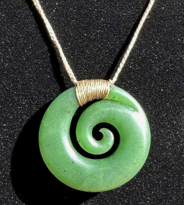 Koru Spiral Genuine Natural Nephrite Jade Pendant at BillyTheTree Jewelry