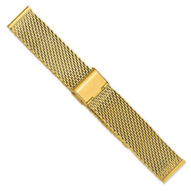20mm Gold-tone Stainless Mesh w/Deployment Clasp Watch Strap at ...