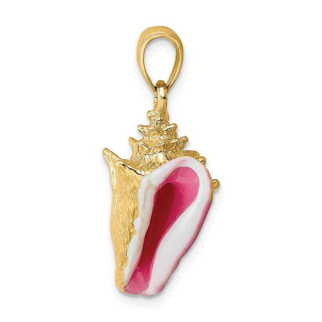10K Yellow Gold Enameled 3-D Conch Shell Pendant at BillyTheTree Jewelry