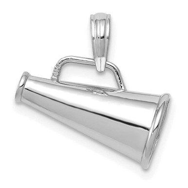 10k White Gold Polished 3-D Small Megaphone Pendant at BillyTheTree Jewelry