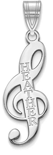 10k White Gold Treble Clef Music Note Name Pendant - Small at ...